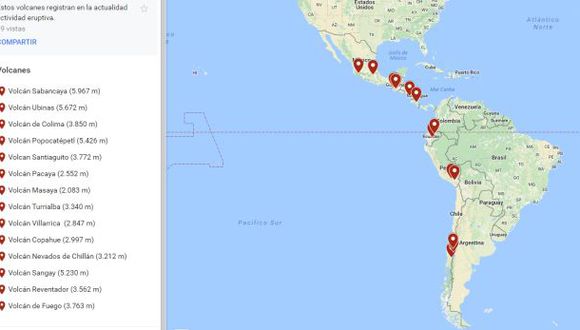 Print Map Quiz: Volcánes Activos de América (geografía - 1º - Educación ...