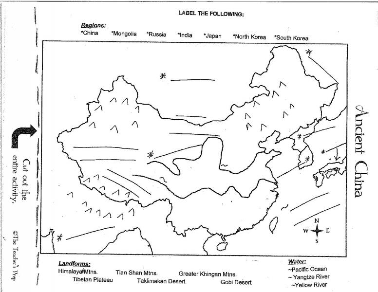 Ancient China Map Worksheet Ancient China Map Activity (Print And