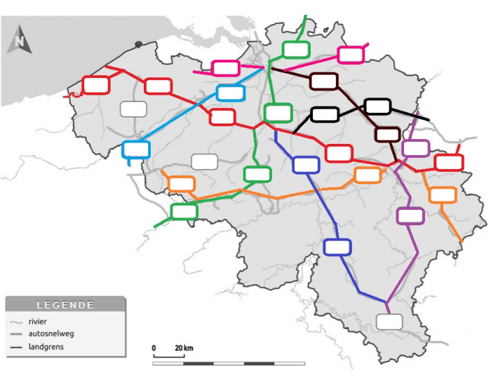 Print Map Quiz: Referentiekaart autosnelwegen België (C) (Geography ...