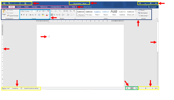 Print Map Quiz: Partes de la ventana de Word (D) (D) (partes de la ...