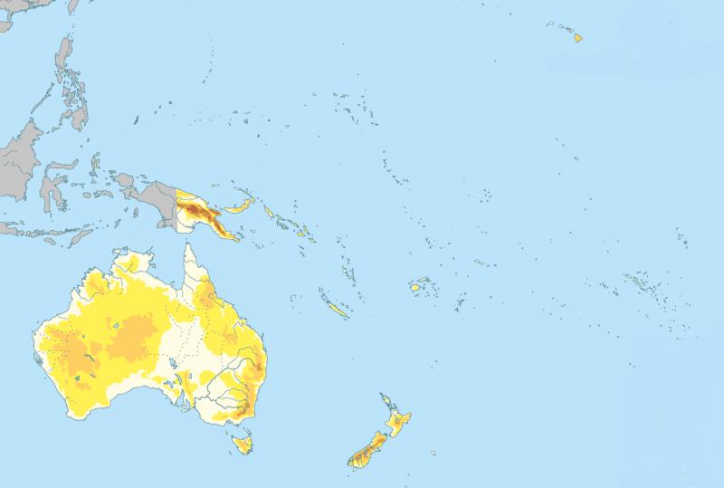 Map Quiz: Physical map of Oceania (geografía - oceania - physical map ...