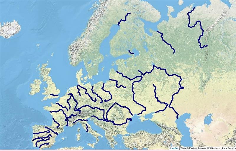 Map Quiz: Mapa Europa Físico ríos (geografía - 1eso - historia)