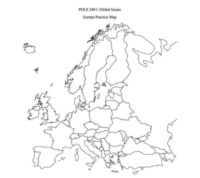 Print Map Quiz: Europe Map (language - HS4 - geography)