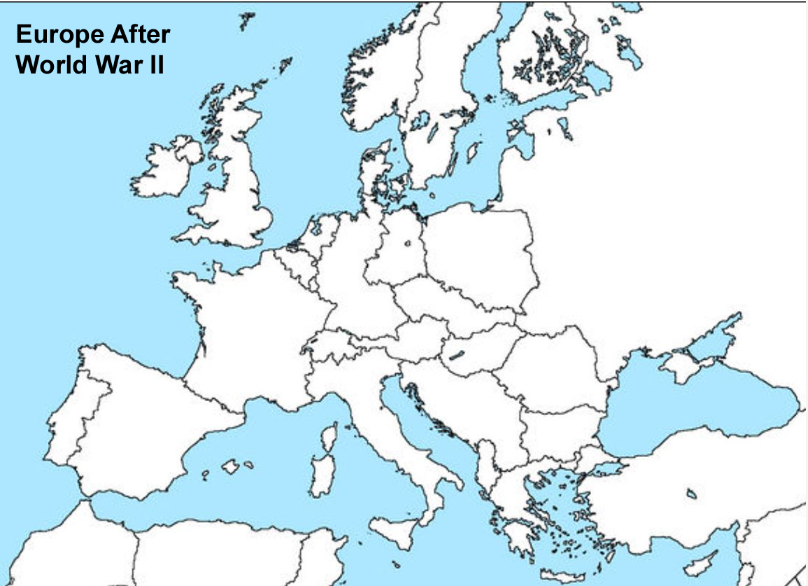 Print Map Quiz: Europe & North Africa Post WWII Map (sociology - k12)