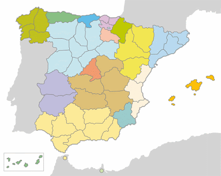 Print Map Quiz: Mapa capitales España (sociología - 6º primaria)