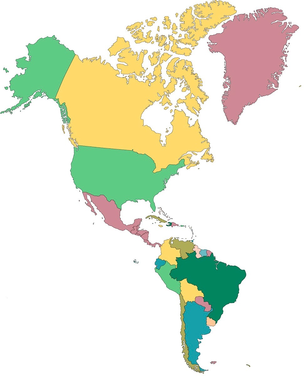 Print Map Quiz: Mapa Interactivo del Continente Americano (historia ...