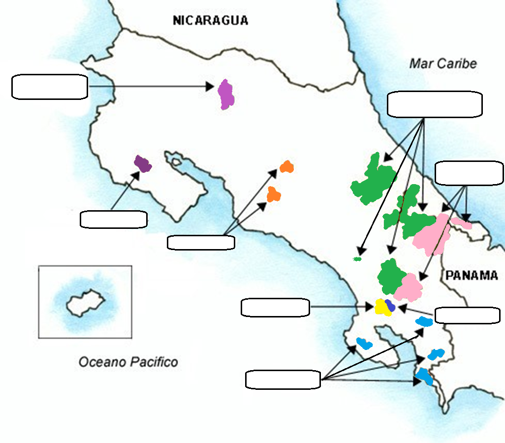 Print Map Quiz: Localización pueblos indígenas en Costa Rica (historia ...