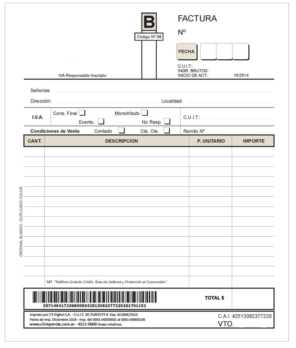 Print Map Quiz: Identificación de las partes de una Factura B (4º ...