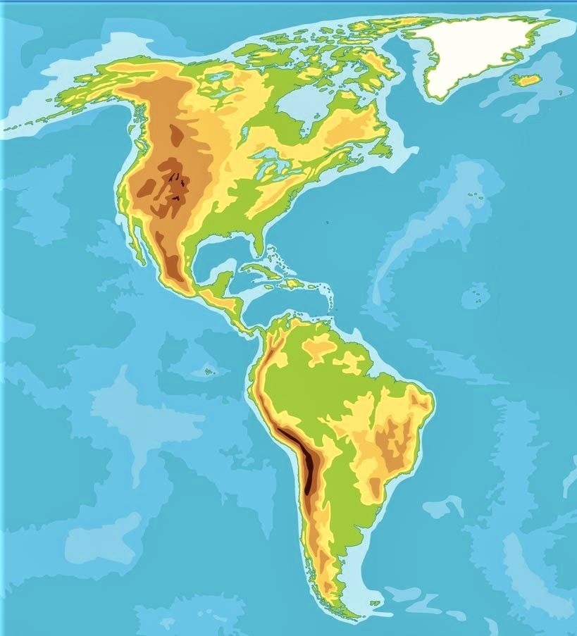 Print Map Quiz: Mapa Fisico America Cordilleras y Llanuras ()