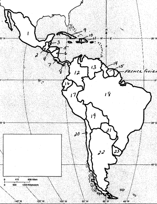 Map Quiz: Map of Latin America (hs2 - sociology)