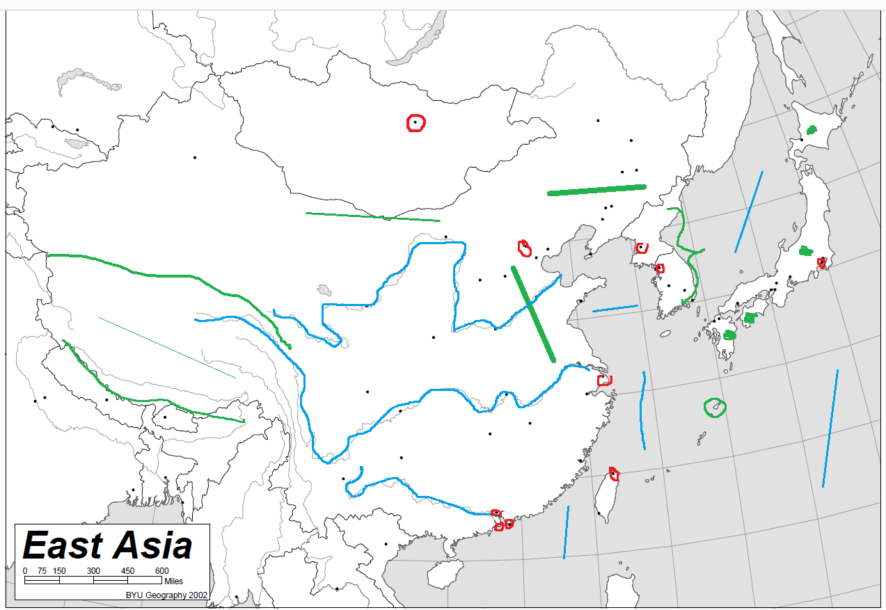 Map Quiz: East Asia Water Bodies
