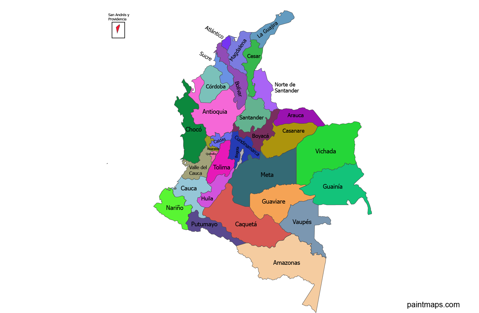 Mapa Interactivo: DEPARTAMENTOS Y CAPITALES EN COLOMBIA (3º - primaria ...