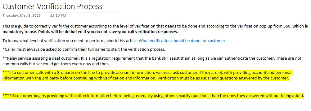 Slideshow: Customer Verification Process August