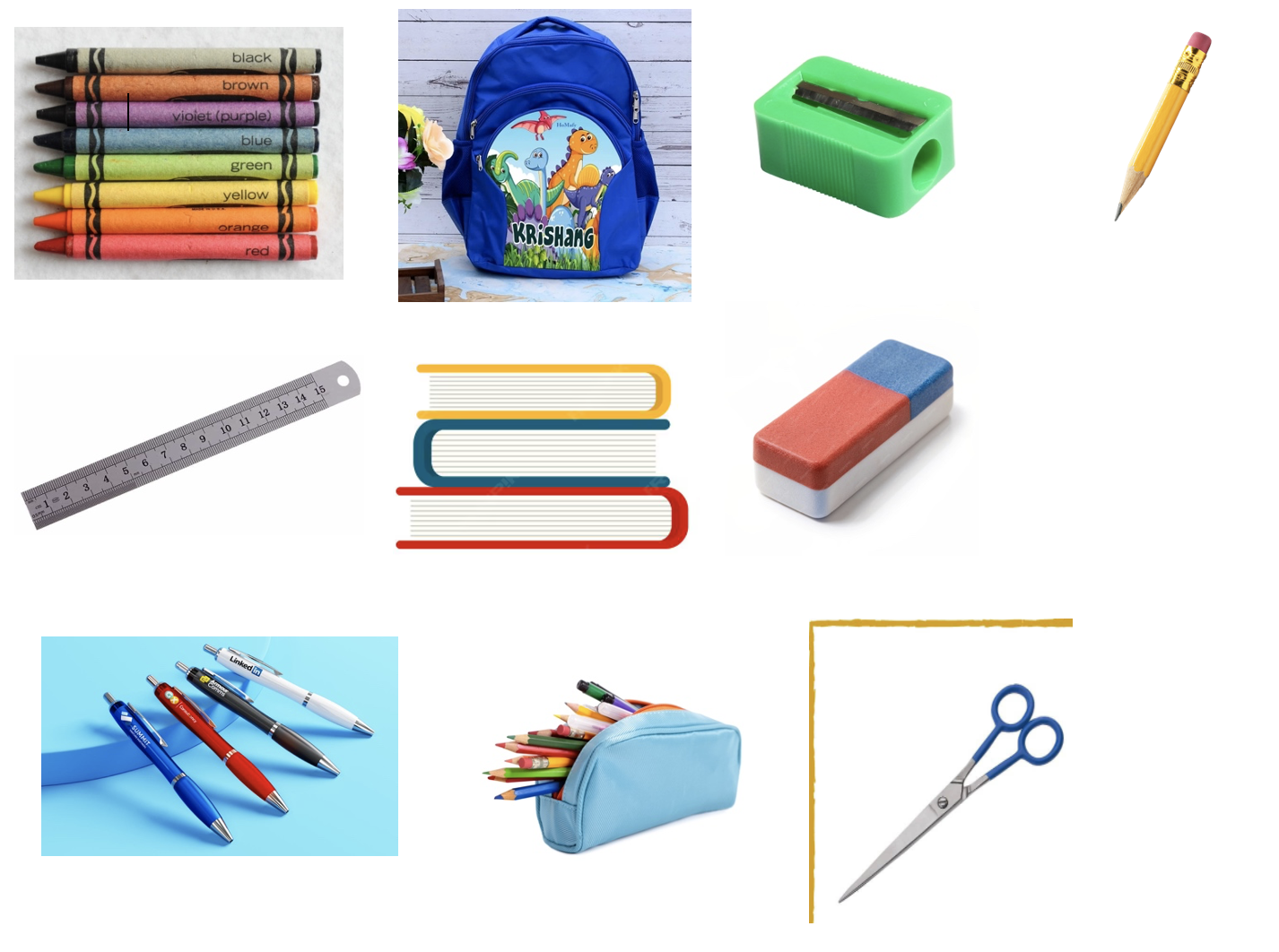 Map Quiz: School things (second language - 2º primaria)