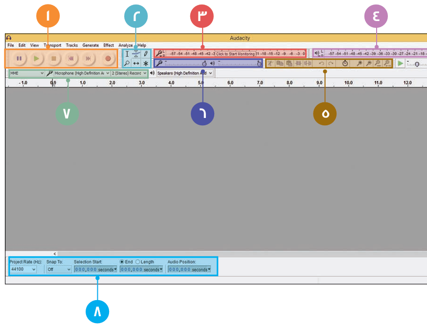 Map Quiz: Audacity اكتشاف واجهة برنامج