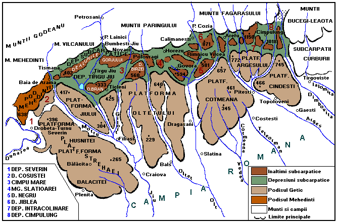 Map Quiz: Subcarpatii Getici (geography)