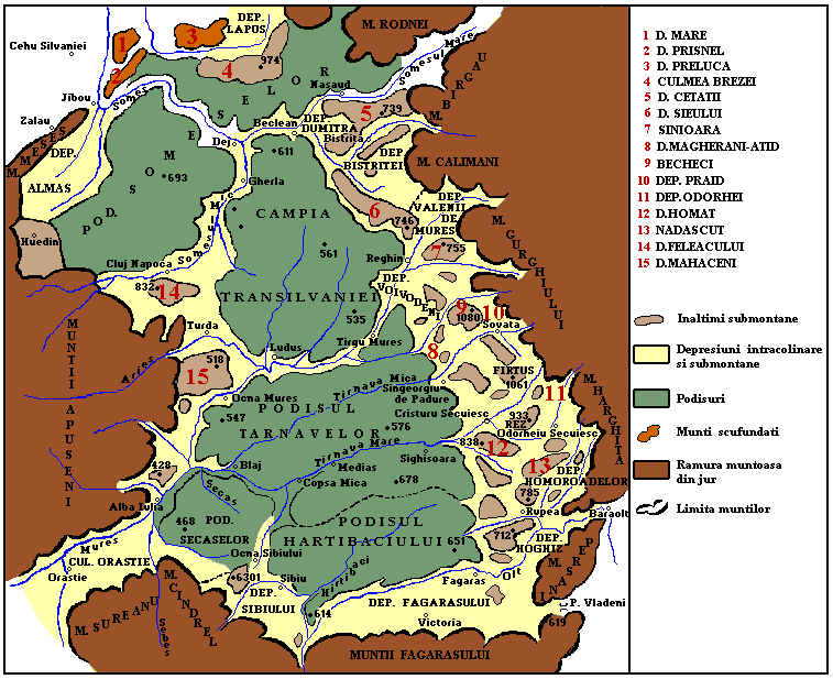 Map Quiz: DEPRESIUNEA COLINARĂ A TRANSILVANIEI (geography)