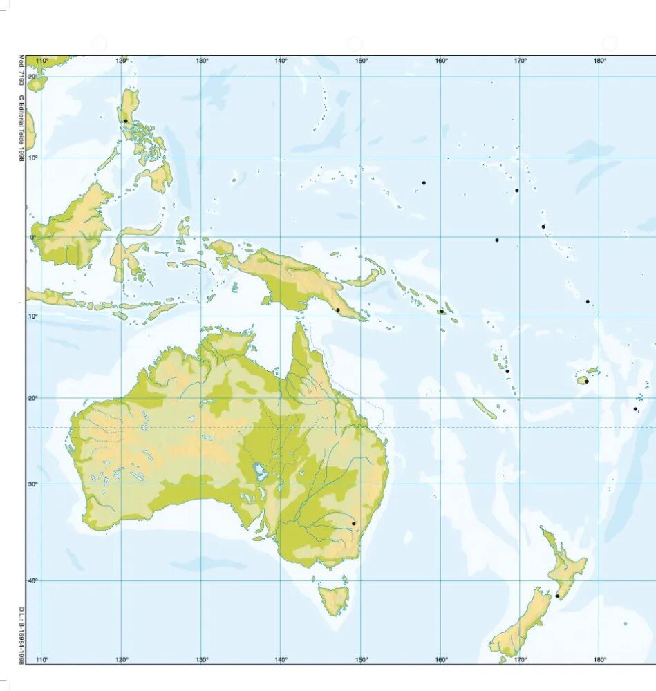 Map Quiz: Physical map of Oceania (geografía)
