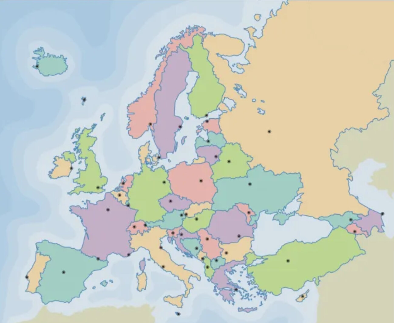 Mapa Interactivo: Mapa de las capitales de Europa (3 eso - europa politica)