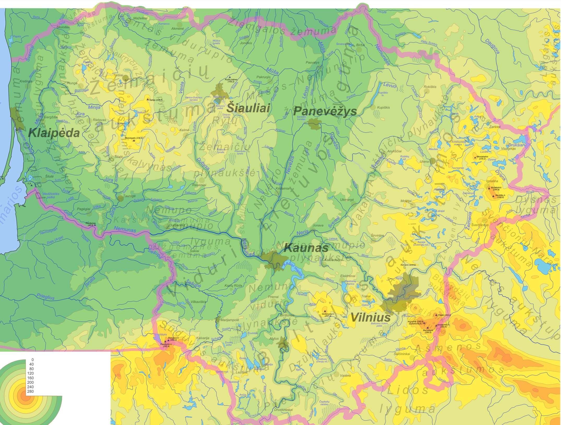 Map Quiz: Lietuvos reljefas