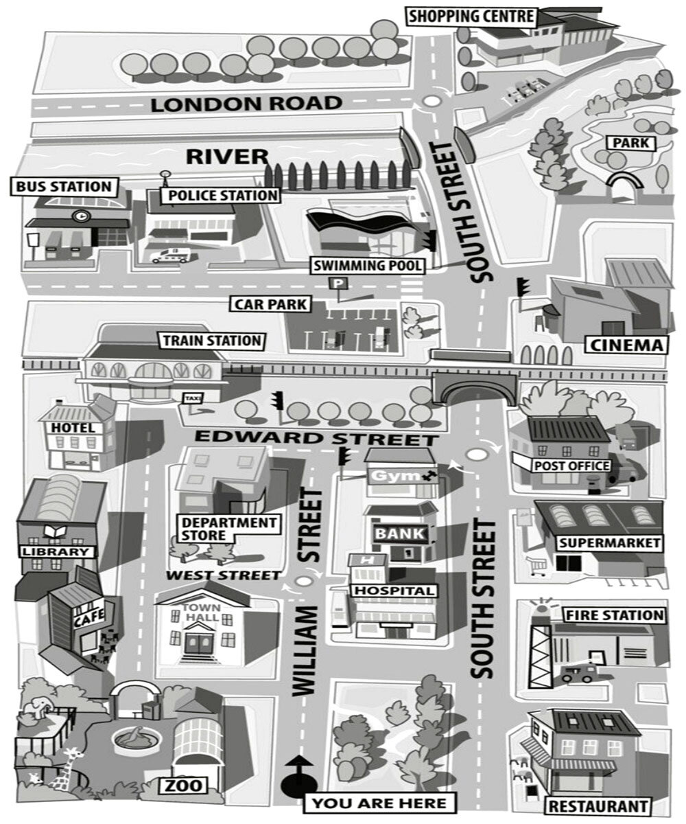Map Quiz: Describing the Locations of Place 2 (directions - map quiz)