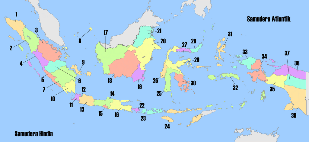 Carte Interactive: Tentukan tempat Provinsi yang ada di Indonesia ...