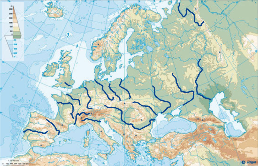 Map Quiz: Ríos de Europa Completo