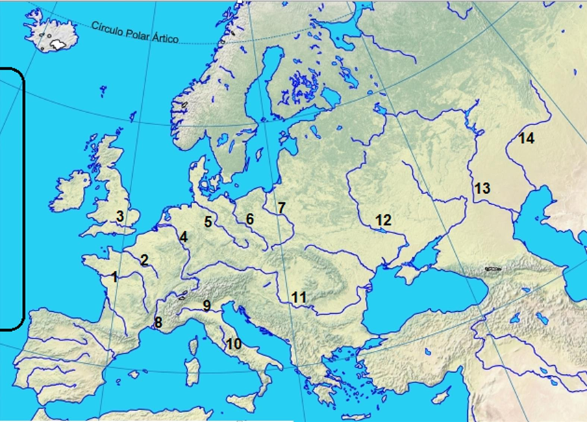 Map Quiz: Principales ríos de Europa