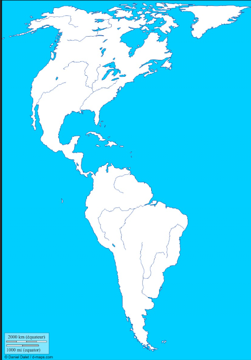 Map Quiz: mapa america oceanos, rios y lagos. (geography - 1º e.s.o.)