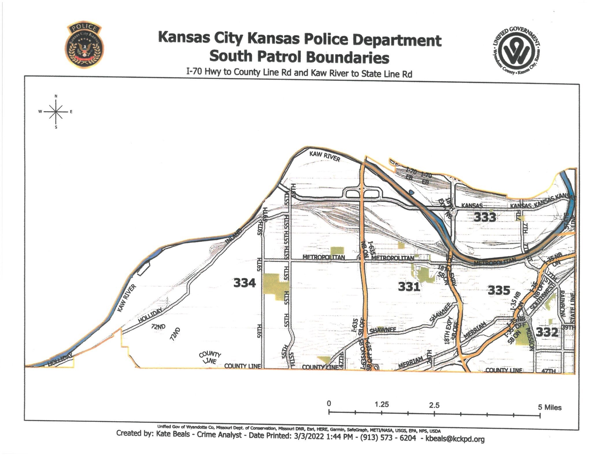 Map Quiz: south patrol boundaries