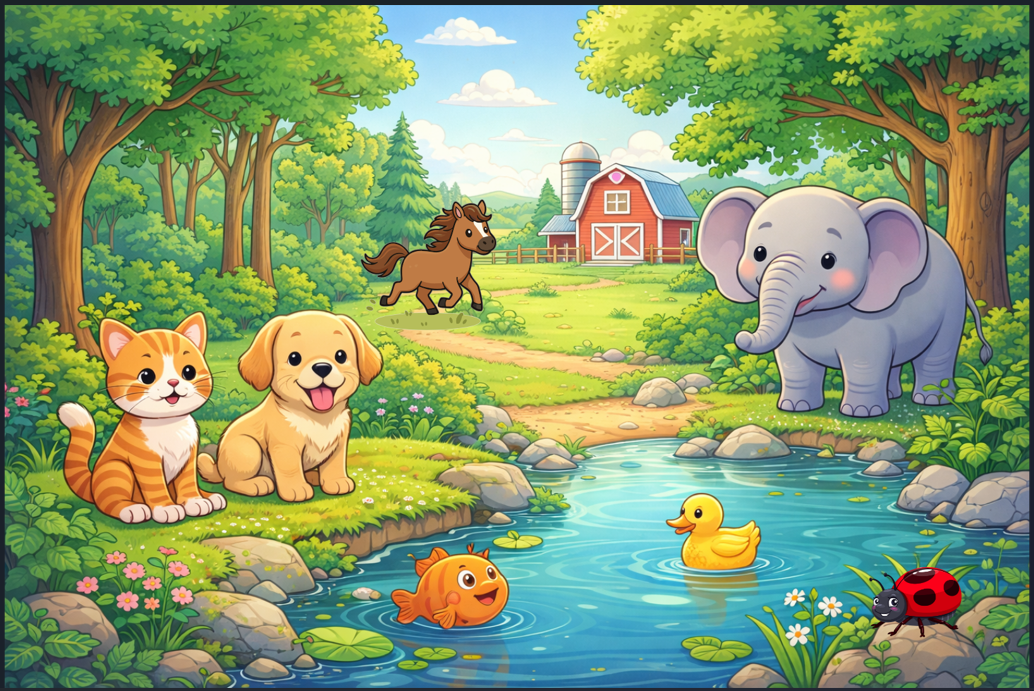 Mapa Interactivo: cat dog duck fish farm elephant horse insect ...