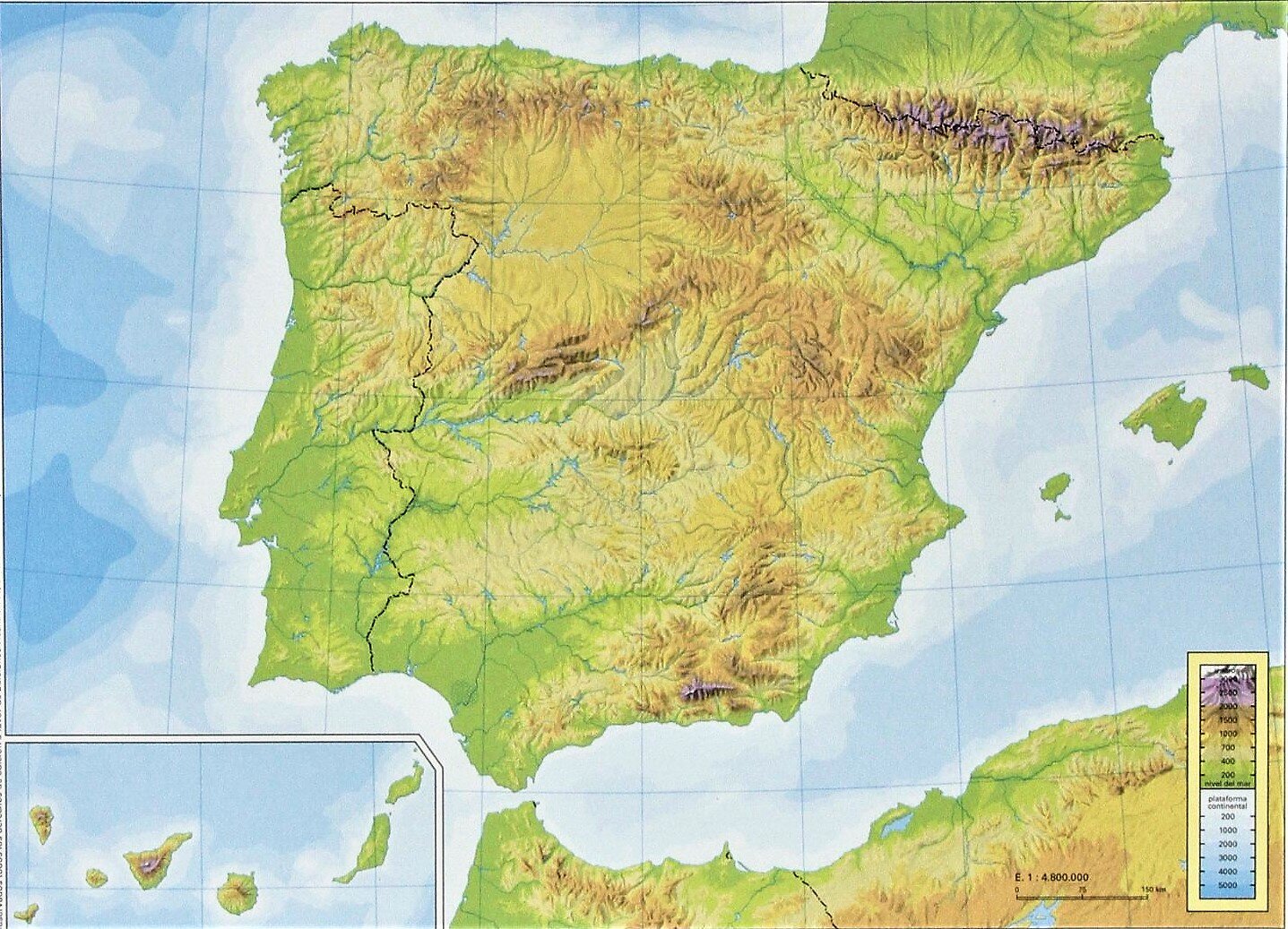 Map Quiz: Mapa Físico España (Cordilleras y los sistemas) (geografía ...