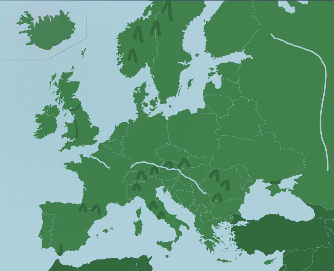 Mapa Interactivo: Europe physical features map
