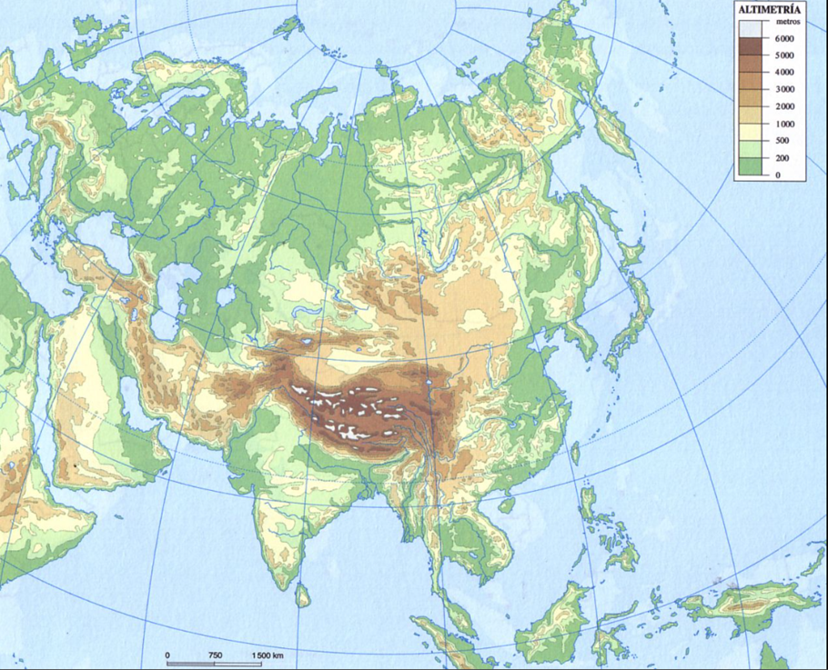 Map Quiz: Mapa relieve terrestre y costero de Asia (geografía - 1º e.s ...