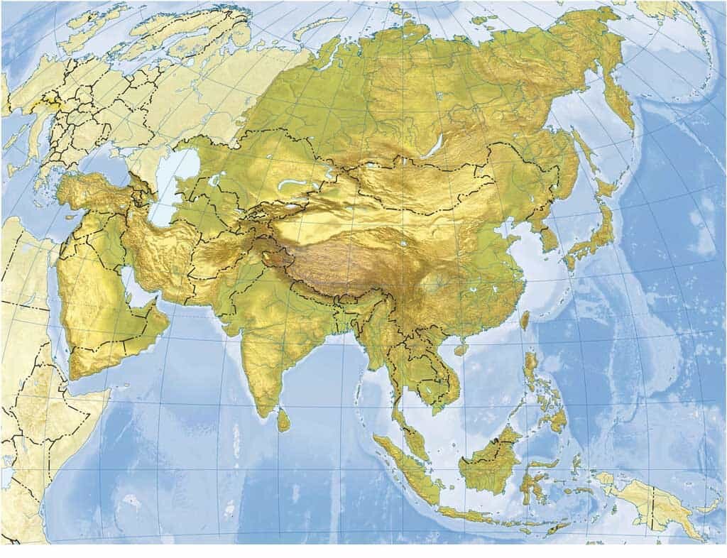 Map Quiz: Mapa fisico de Asia