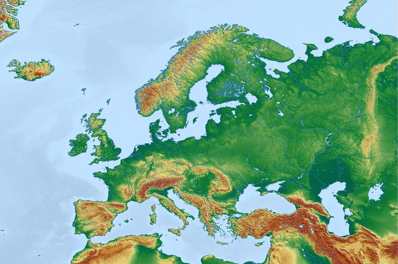 Map Quiz: Mapa fizyczna europy (geography)